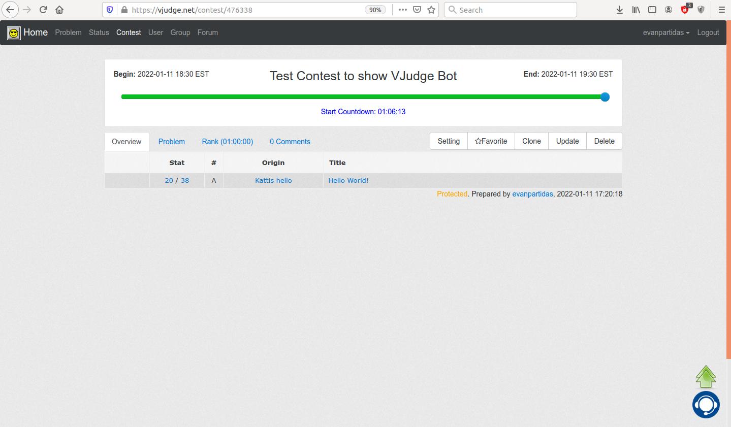 Now we'll get the first argument, the contest ID. This can be found in ...